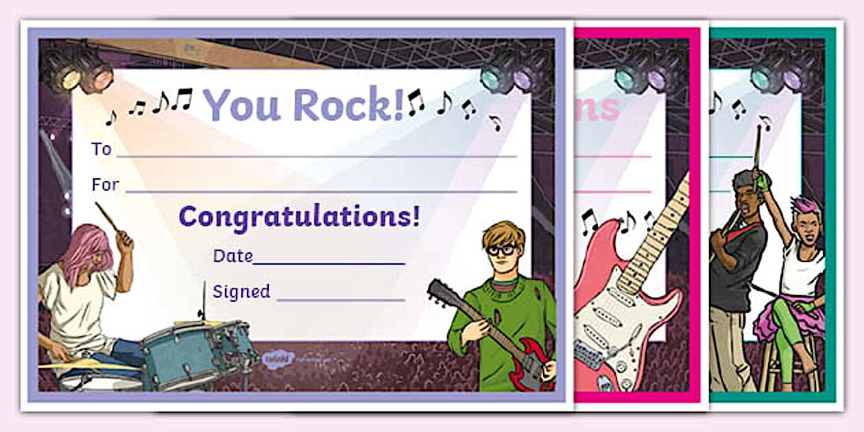 Rock Star Editable Certificate - Twinkl